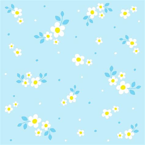 Cute Doodle White Daisy Chamomile Flower Element With Leaves Floral Ditsy Leaf Polkadot Dot