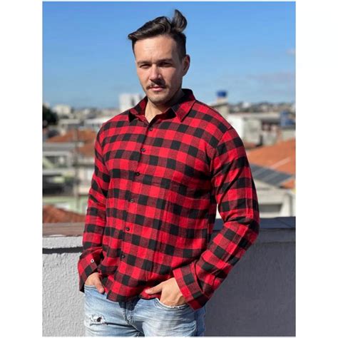 Camisa Xadrez Masculina Manga Longa Blusa Xadrez Blusa Masculina