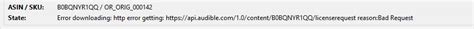 Licenserequest Reason Bad Request · Issue 1068 · Openaudible