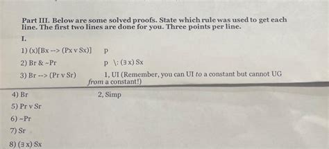 Solved Below Are Some Solved Proofs State Which Rule Was