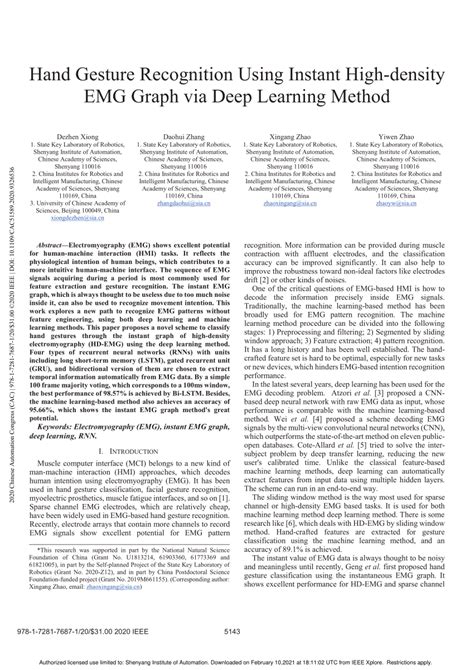 Pdf Hand Gesture Recognition Using Instant High Density Emg Graph Via