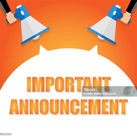 중요 한 발표 연설 거품과 확성기를 들고 남성 손 스피커 비즈니스 마케팅 및 광고를 위한 배너입니다 벡터 일러스트입니다 개념에 대한 스톡 벡터 아트 및 기타 이미지 Istock