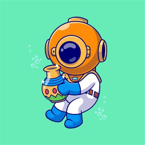 Free Vector Cute Diver Hug Coffee Cartoon Vector Icon Illustration Science Drink Icon Isolated