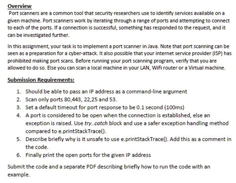 Solved Overview Port Scanners Are A Common Tool That Security