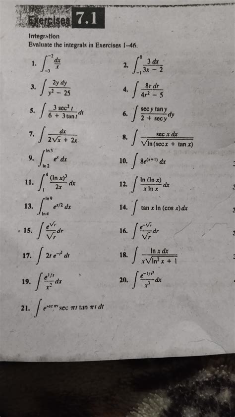 7 1integrationevaluate the integrals in exercises 1 46 1 ∫−3−2 xdx