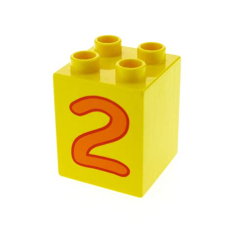 1x Lego Duplo Basic Bau Stein Gelb 2x2x2 Hoch Nummer 2 5497 31110pb022