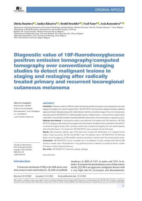 Pdf Diagnostic Value Of 18f Fluorodeoxyglucose Positron Emission Tomography Computed
