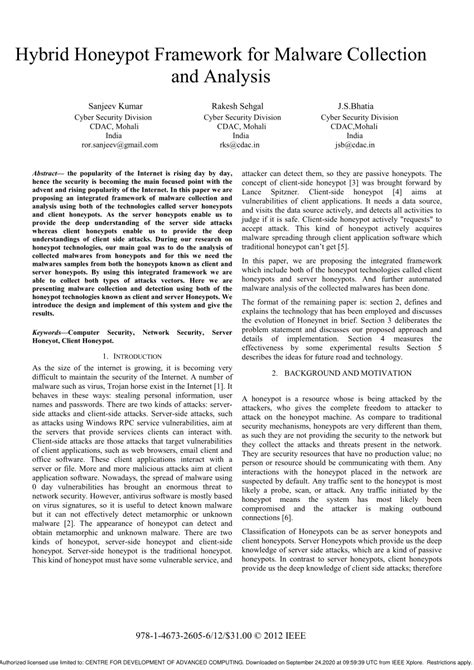 pdf hybrid honeypot framework for malware collection and analysis