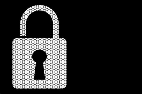 Premium Vector White Padlock And Hexagonal Pattern Padlock Safety Equipment Black Background