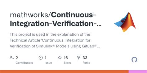 Github Mathworks Continuous Integration Verification Simulink Models Gitlab This Project Is