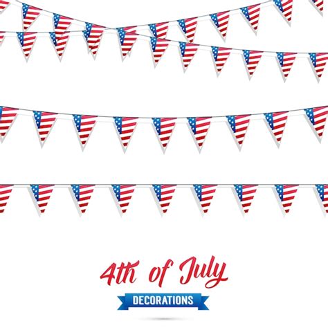 Premium Vector Decoration Set Of Usa Flag Garlands Fourth Of July