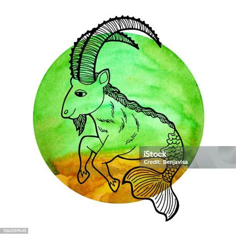 염소 자리 조디악 점성술 별자리 기호 기호 기호 로고 아이콘 디자인 에 흙 요소 색상 아트 배경 수채화 만화 그림 그림 개념에 대한 스톡 벡터 아트 및 기타 이미지 Istock