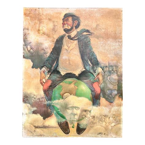 Vintage Top Of The World” Clown Glazed Print On Board By Robert Owens