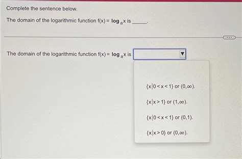 Solved Complete The Sentence Below The Domain Of The