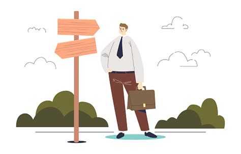 올바른 방향 결정 및 문제 솔루션을 선택하는 교차로에 사려 깊은 사업가 가능성에 대한 스톡 벡터 아트 및 기타 이미지 가능성