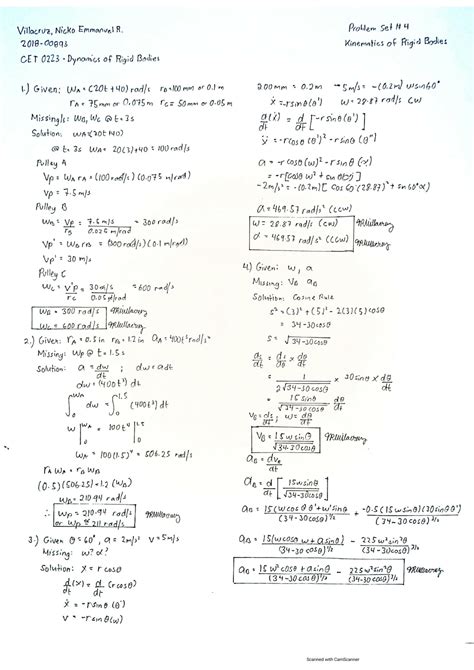 solution dynamics of rigid bodies kinematics of rigid bodies problem