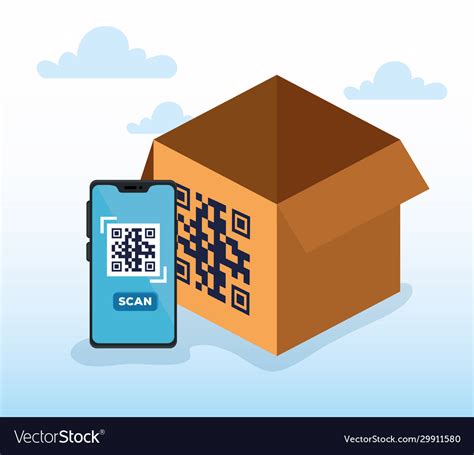 Scan Qr Code In Box With Smartphone Royalty Free Vector