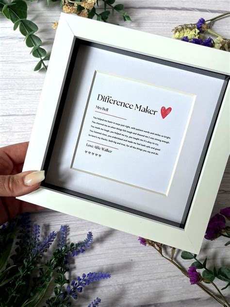Personalised Sen Teacher T Difference Maker Poem Frame Thank You