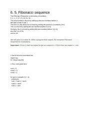6 5 Fibonacci Sequence Docx 6 5 Fibonacci Sequence The Fibonacci Sequence Is The Series Of