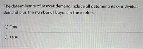 Solved The Determinants Of Market Demand Include All