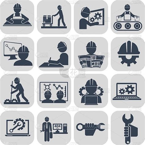 工程矢量图标设置为灰色素材 花瓣网