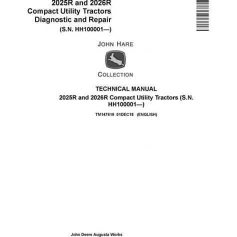 John Deere 2025r 2026r Compact Utility Tractors Technical Service Pdf