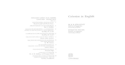 Pdf Cohesion In English Halliday And Hasan 1976 Dokumen Tips