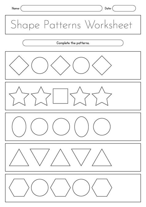Shape Pattern Practice Worksheets Free Download And Print For You