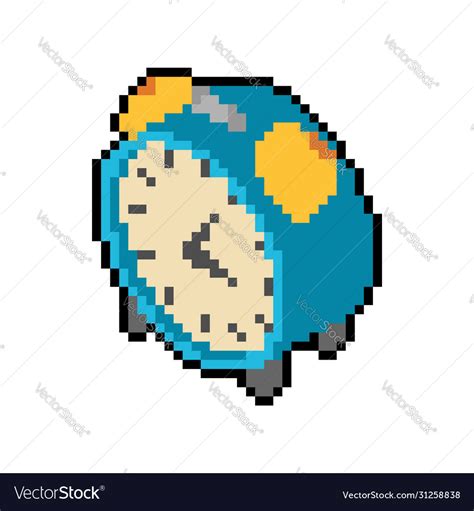 Alarm Clock Pixel Art 8 Bit Style Royalty Free Vector Image