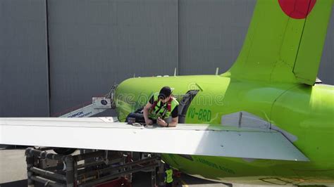 Engine And Chassis Of The Passenger Airplane Under Heavy Maintenance