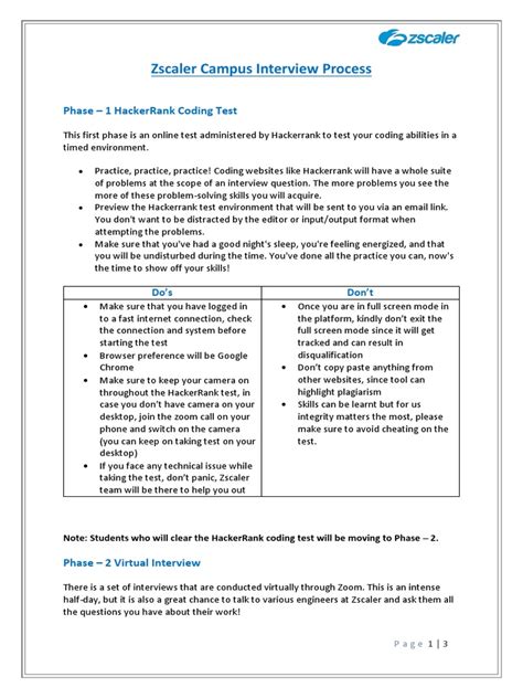 Zscaler Campus Interview Process Pdf Thought Communication