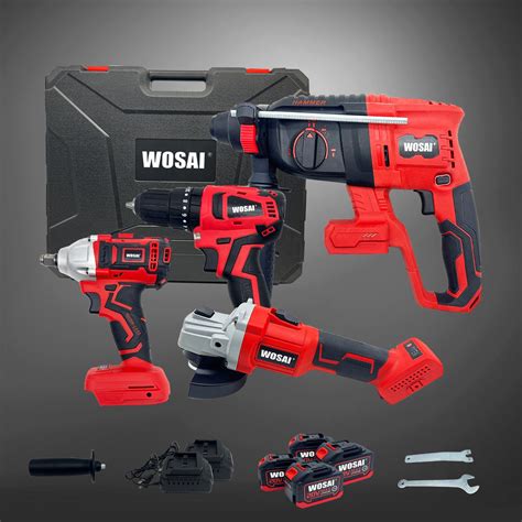Brushless 20V Wosai Electronics Tools Box Set Hammer Drill Angle ...