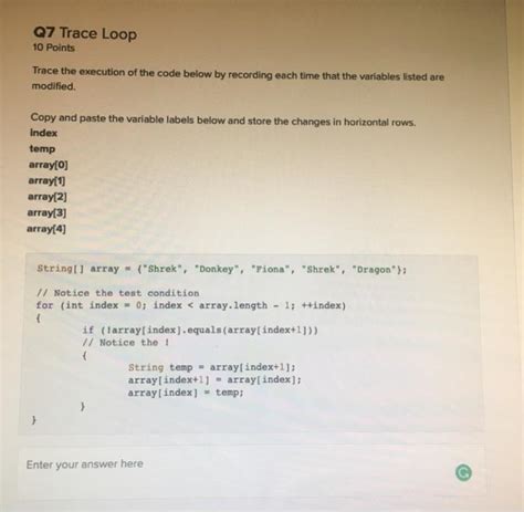 Solved Q7 Trace Loop 10 Points Trace The Execution Of The