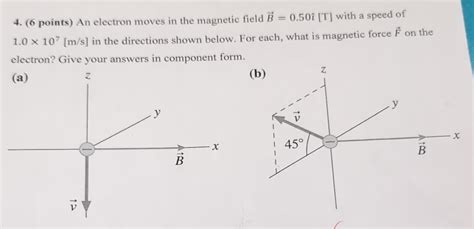 Solved ( 6 ﻿points) ﻿An electron moves in the magnetic field | Chegg.com