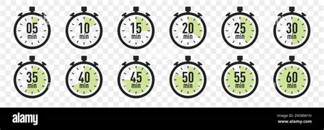 Stopwatch Icons Collection In A Flat Design Vector Illustration Stock