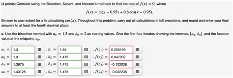 Solved 4 ﻿points ﻿consider Using The Bisection Secant