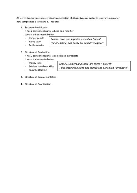 All Larger Structures Are Merely Simply Combination Of 4 Basic Types Of Syntactic Structure Docx