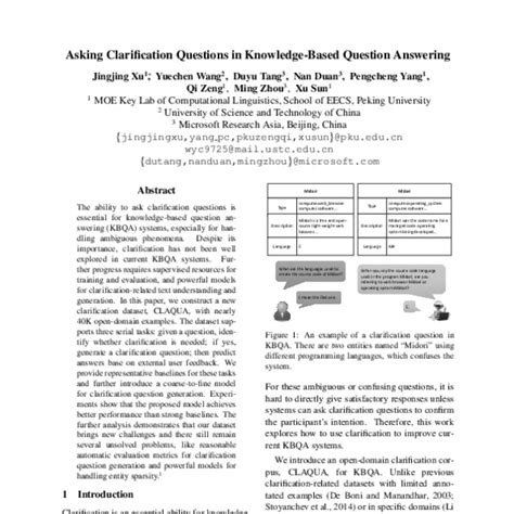 Asking Clarification Questions In Knowledge Based Question Answering Acl Anthology