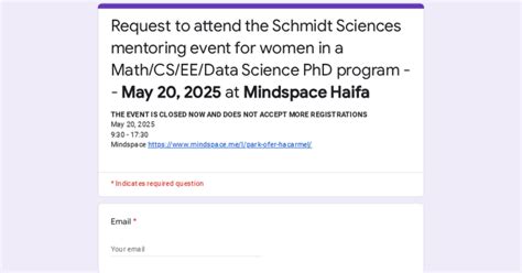 Request To Attend The Schmidt Sciences Mentoring Event For Women In A Mathcseedata Science