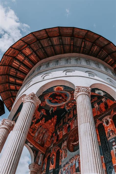 Vertical Low Angle Of Assumption Cathedral Hadambu Orthodox Monastery Romania Editorial