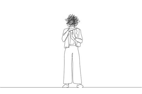 Premium Vector Continuous One Line Drawing Businesswoman With Round