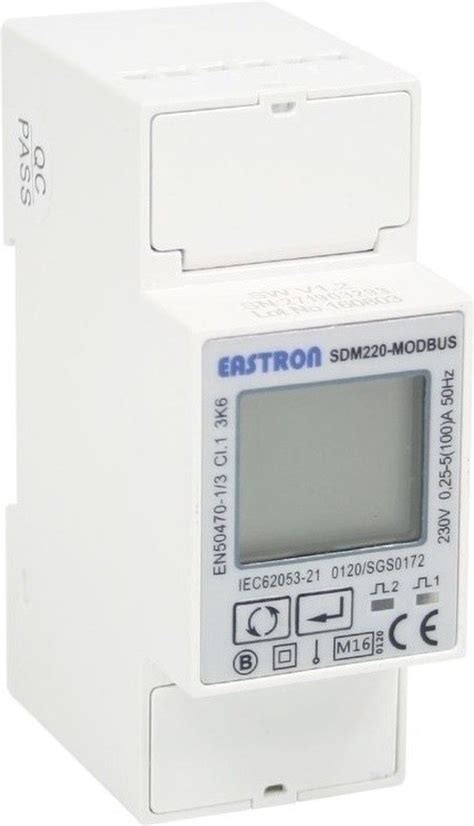 Eastron Elektriciteitsmeter Eastron Kwh Meter 80a 1 Fase Modbus Mid Sdm220modbus Bol