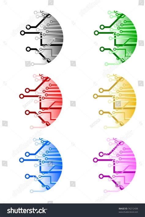 Technological Connections Symbols Various Colors Stock Vector Royalty Free 76212439 Shutterstock
