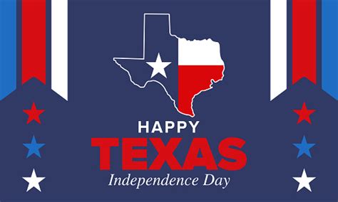 텍사스 독립기념일 3월에 매년 열리는 유니테스 미국의 자유 휴가 외로운 별 깃발 텍사스 플래그 애국적인 표지판과 요소 포스터 카드 배너 및 배경 벡터 일러스트레이션 3월에