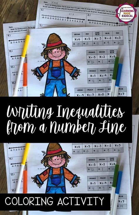 Writing Inequalities From A Number Line Color By Number Activity Writing Inequalities Number