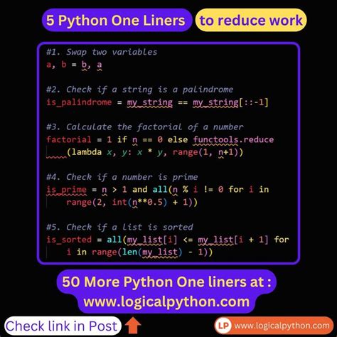 5 Python One Liners To Reduce Work 50 More Python One Liners At