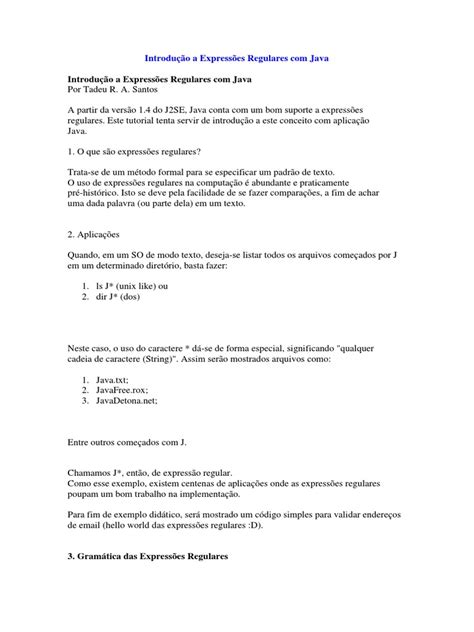 Introdução A Expressões Regulares Com Java Pdf Expressão Regular Ciência Da Computação Dados
