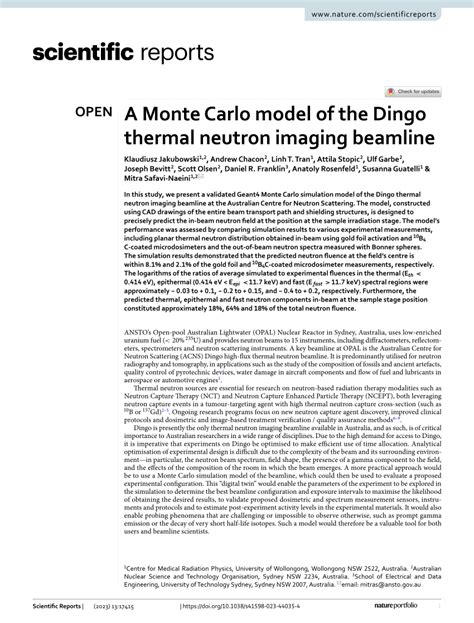 Pdf A Monte Carlo Model Of The Dingo Thermal Neutron Imaging Beamline
