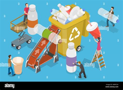 3d Isometric Flat Vector Conceptual Illustration Of Collecting Plastic