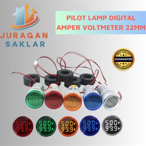 Jual Pilot Lamp Digital Volt Amper Indikator 22mm Bulat Shopee